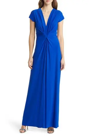Vince Camuto Vince Camuto Twist Front Jersey Jumpsuit Cobalt