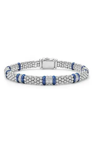 Lagos Caviar Diamond And Ceramic Station Rope Bracelet - Marine