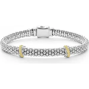 Lagos Caviar Luxe Diamond Station Rope Bracelet - Gold
