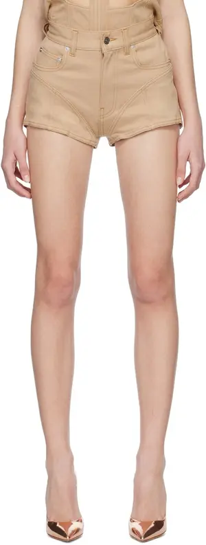 MUGLER Mugler SSENSE Exclusive Beige & White Spiral Shorts - Beige/ivory