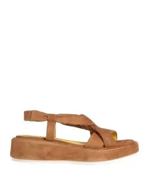 CALPIERRE Leather Wedge Sandals - Beige