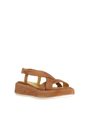 CALPIERRE Leather Wedge Sandals - Beige