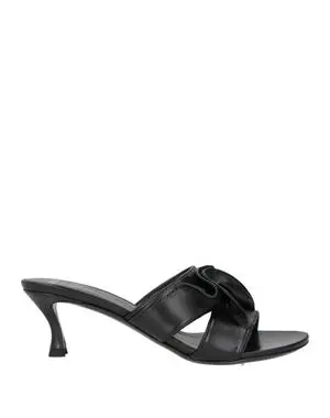 Valentino Garavani Leather Ruffle Sandals - Black