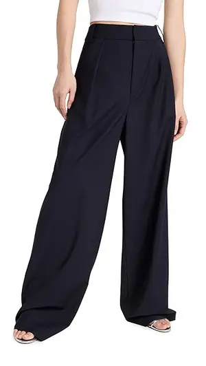 Tibi Tropical Wool Stella Pants - Navy