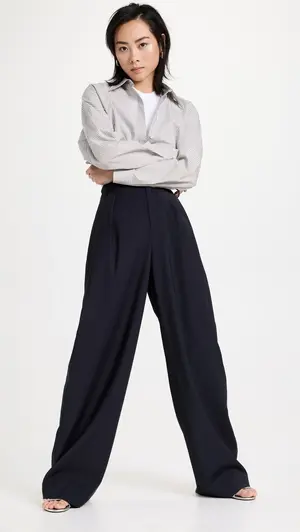 Tibi Tropical Wool Stella Pants - Navy
