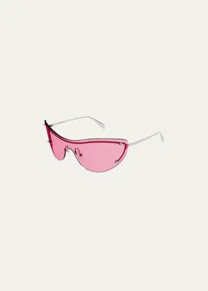 Alexander McQueen McQueen Metal Cat-Eye Sunglasses 003 Shiny Silver
