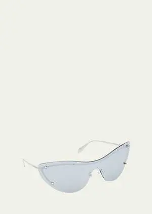 Alexander McQueen McQueen Metal Cat-Eye Sunglasses 005 Silver