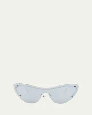 Alexander McQueen McQueen Metal Cat-Eye Sunglasses Silver