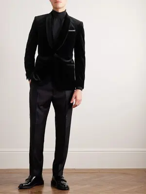 Mr P. Cotton-blend Velvet Tuxedo Jacket - Black