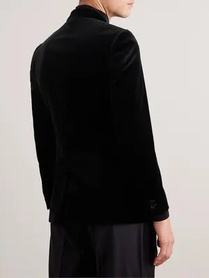 Mr P. Cotton-blend Velvet Tuxedo Jacket - Black