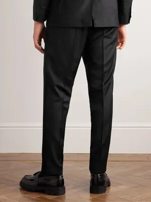 Mr P. Straight-leg Virgin Wool Drawstring Tuxedo Trousers