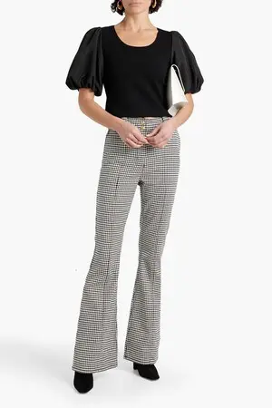 Derek Lam 10 Crosby Houndstooth Cottonblend Tweed Flared Pants