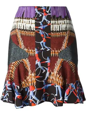 PETER PILOTTO Printed Pleated Hem Skirt - Multicolour