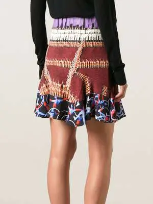 PETER PILOTTO Printed Pleated Hem Skirt