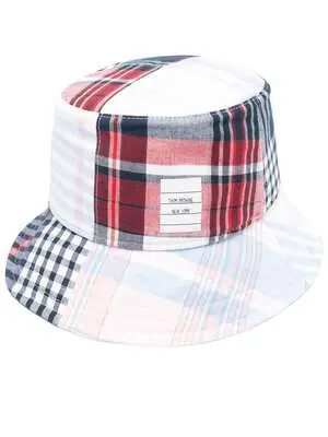 Thom Browne Checked Bucket Hat - Blue
