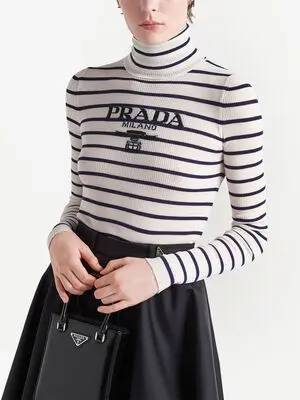 Prada Logo-intarsia Striped Jumper