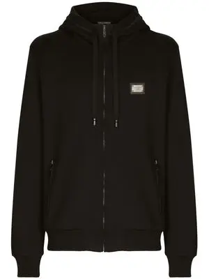 Dolce & Gabbana Hooded Zi-up Sweatshirt - Black