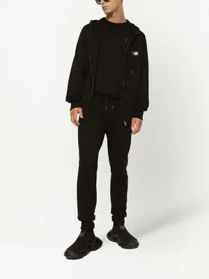 Dolce & Gabbana Hooded Zi-up Sweatshirt - Black