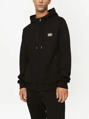Dolce & Gabbana Hooded Zi-up Sweatshirt - Black