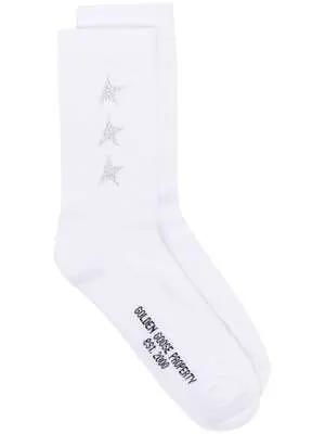 GOLDEN GOOSE Ribbed Star-print Socks - White