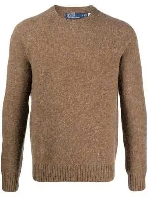Ralph Lauren Uede-patch Wool Crewneck Weater Brown