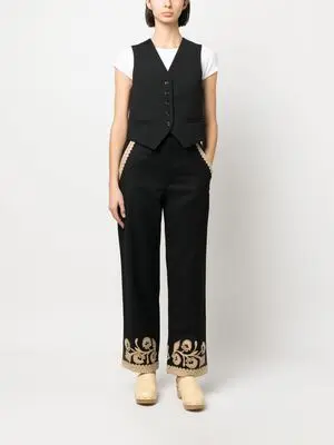 BODE Embroidered Trousers - Black