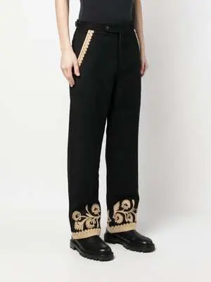BODE Embroidered Trousers - Black