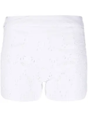 120% Lino Eyelet Linen Shorts - White