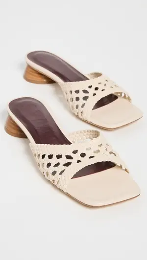 Staud Simone Crochet Block Heel Sandals