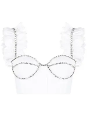 AREA Crystal-embellished Top - White