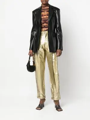 LUKHANYO MDINGI Metallic-effect Silk Trousers