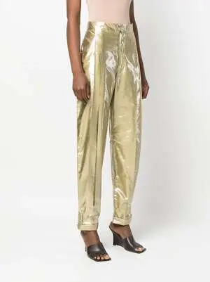 LUKHANYO MDINGI Metallic-effect Silk Trousers