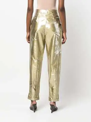 LUKHANYO MDINGI Metallic-effect Silk Trousers