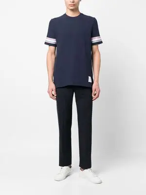 Thom Browne Tri-colour Striped Knit T-shirt - Blue