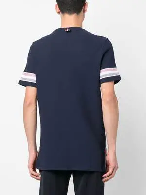 Thom Browne Tri-colour Striped Knit T-shirt - Blue