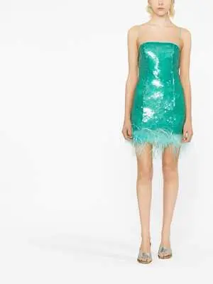 Giuseppe Di Morabito Feather-trim Sequinned Minidress - Blue