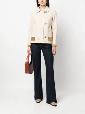FAY Fitted Jacket With Contrasting Trim - Neutrals