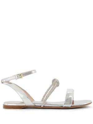 Giambattista Valli Crystal Bow Flat Sandals - Silver