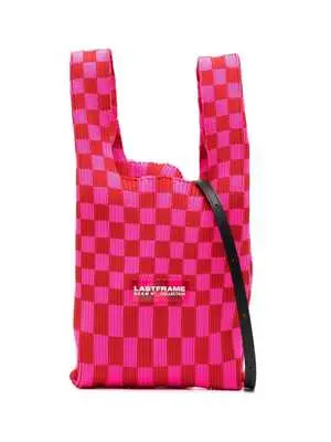 LASTFRAME Checked Intarsia-knit Crossbody Bag