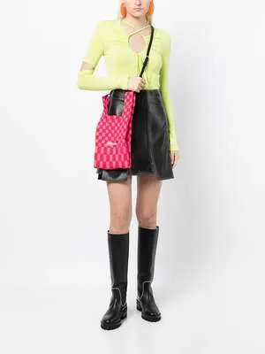 LASTFRAME Checked Intarsia-knit Crossbody Bag