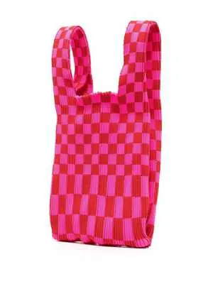 LASTFRAME Checked Intarsia-knit Crossbody Bag