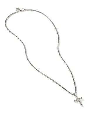 David Yurman Sterling Cable Classics Cross Diamond Necklace - Silver