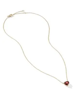 David Yurman 18kt Yellow Chatelaine Garnet Heart Necklace - Gold