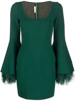 Elie Saab Feather-detailed Knit Dress