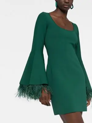 Elie Saab Feather-detailed Knit Dress