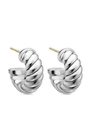 David Yurman Sterling Sculpted Cable Shrimp Hoop Earrings - Silver