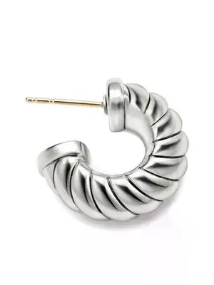 David Yurman Sterling Sculpted Cable Shrimp Hoop Earrings - Silver