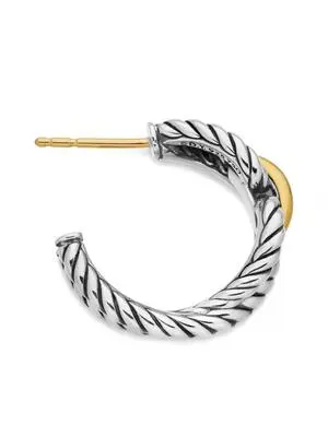 David Yurman 18kt Yellow Gold And Sterling Cable Loop Hoop Earrings - Silver