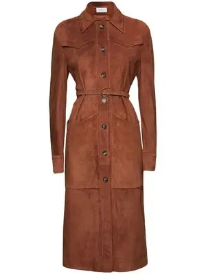 FERRAGAMO Button-front Suede Dress