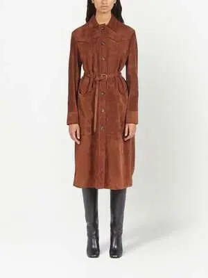 FERRAGAMO Button-front Suede Dress